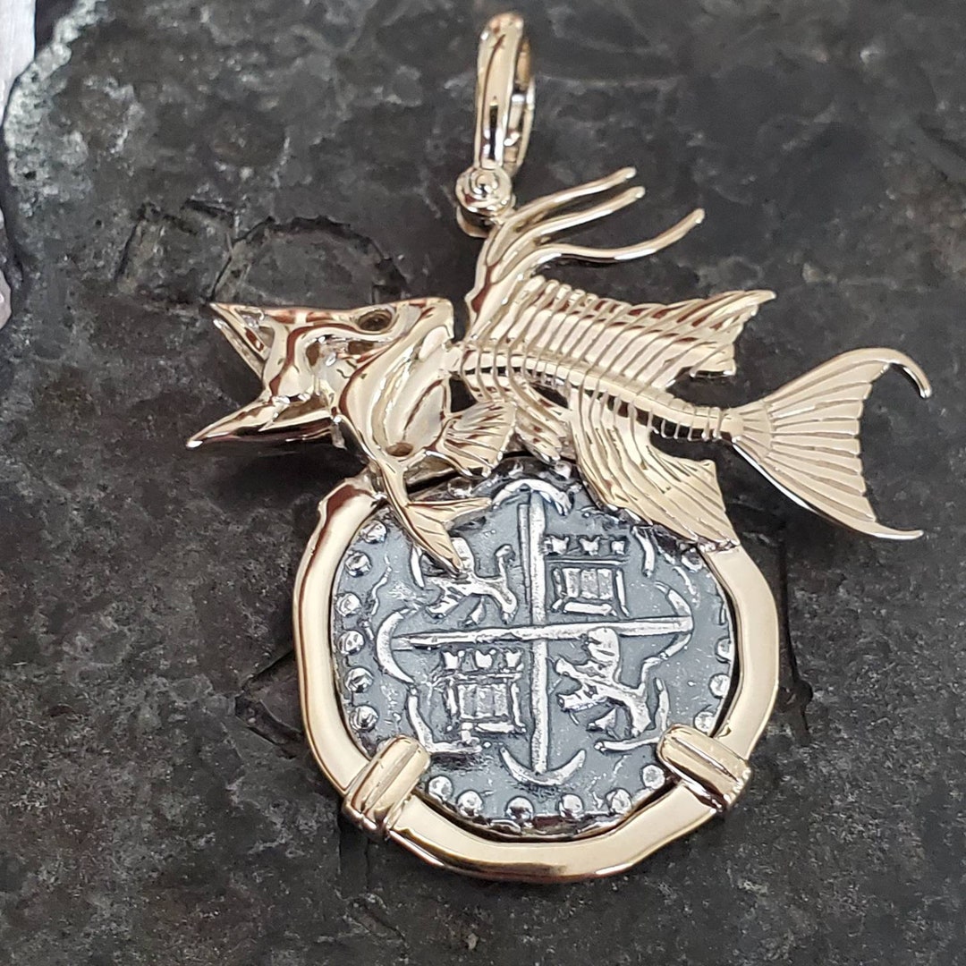 Atocha Coin 14kt Gold Overlay Hogfish Skeleton Coin Shipwreck Treasure ...