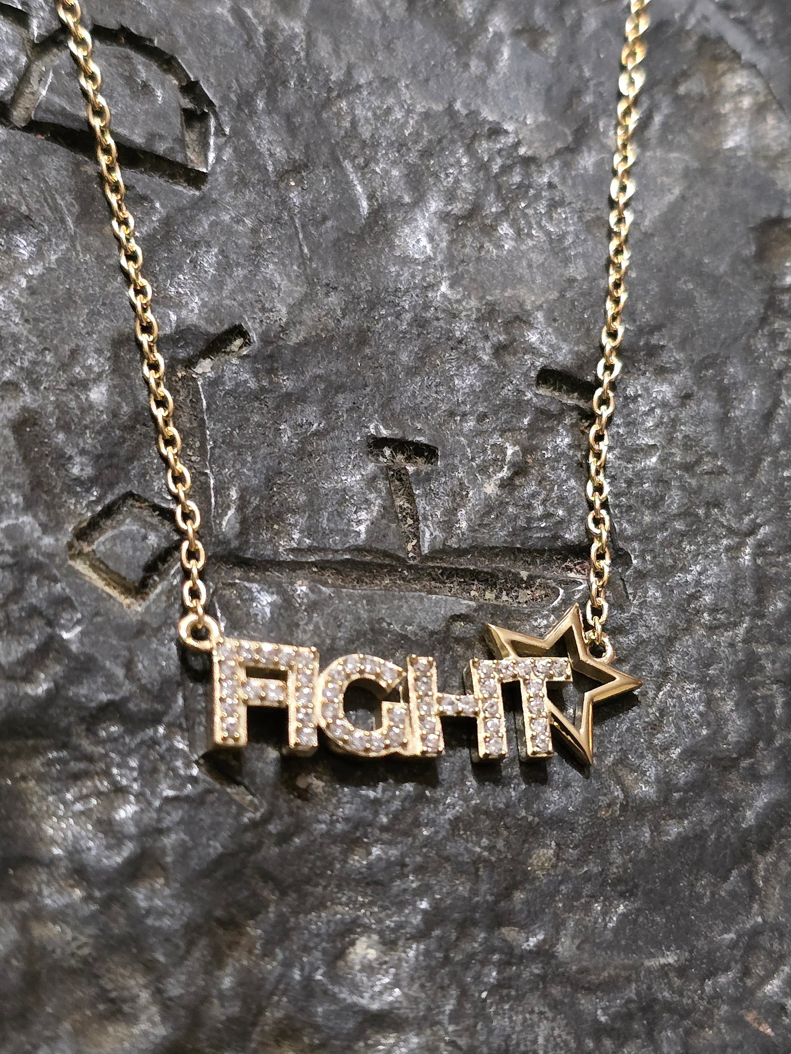 FIGHT Necklace 14kt Gold Vermeil Adjustable With White Sapphires - Etsy