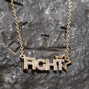 FIGHT Necklace 14kt Gold Vermeil Adjustable With White Sapphires - Etsy