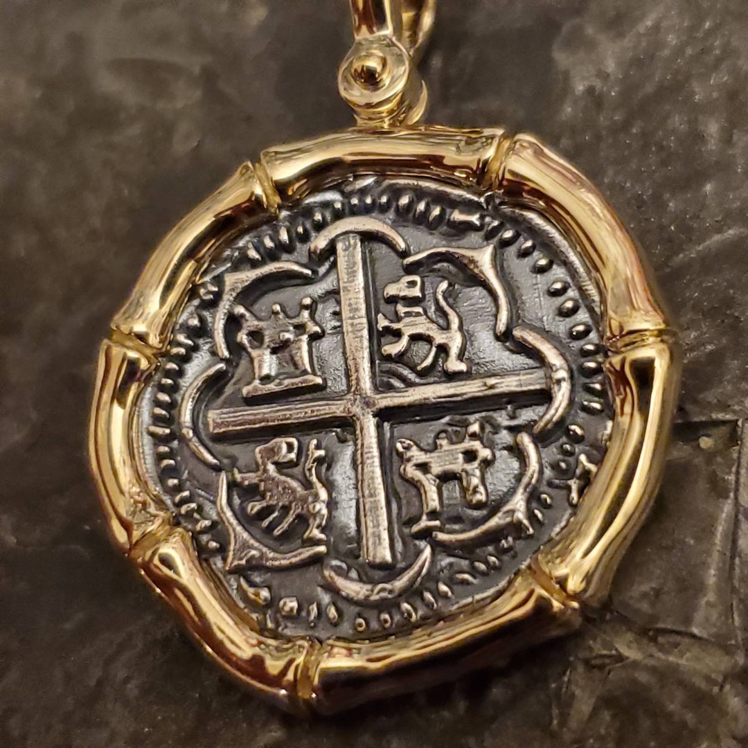 Atocha 14kt Gold Overlay Bamboo Bezel Museum Quality Coin - Etsy