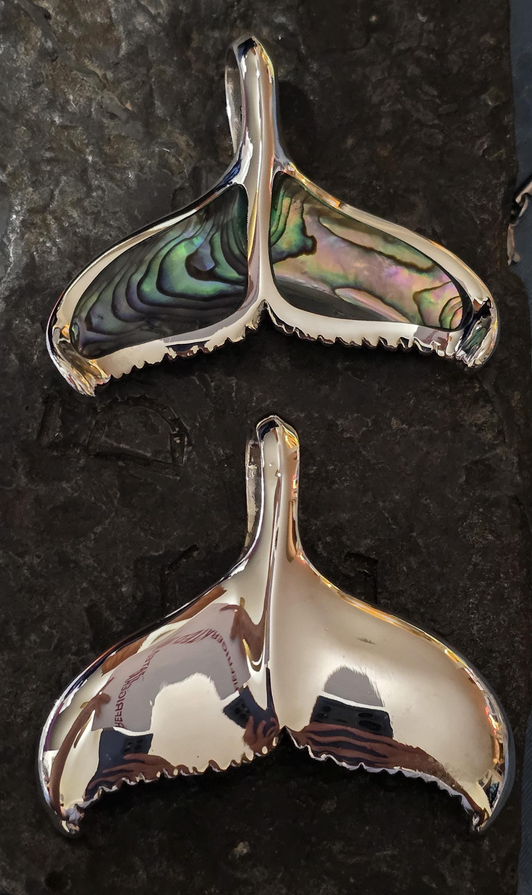 Large Reversible Sterling Silver Whale Tail Pendant - Etsy