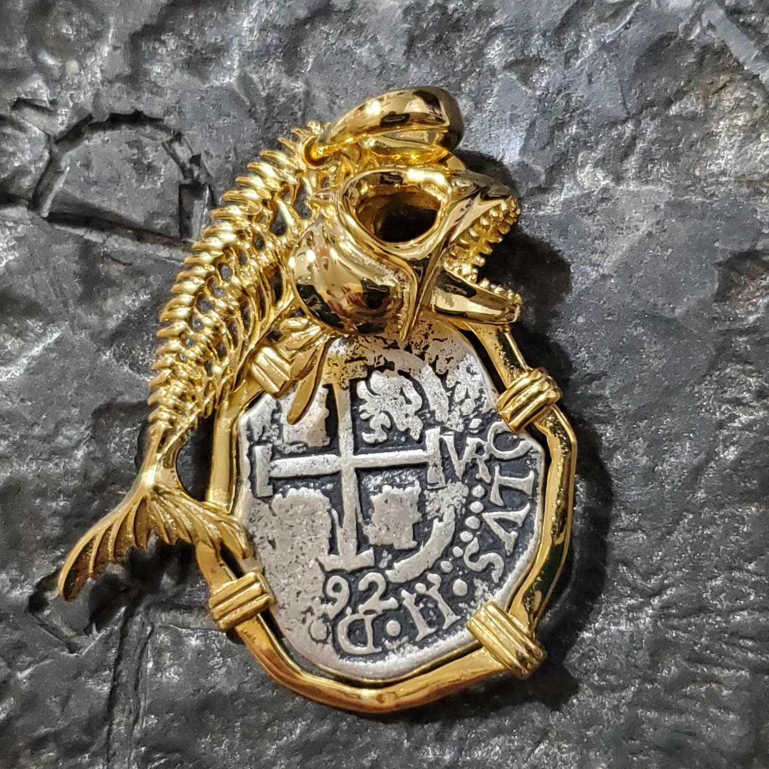 14kt Gold Plated Atocha Skeleton Mahi Mahi Sunken Treasure Shipwreck ...