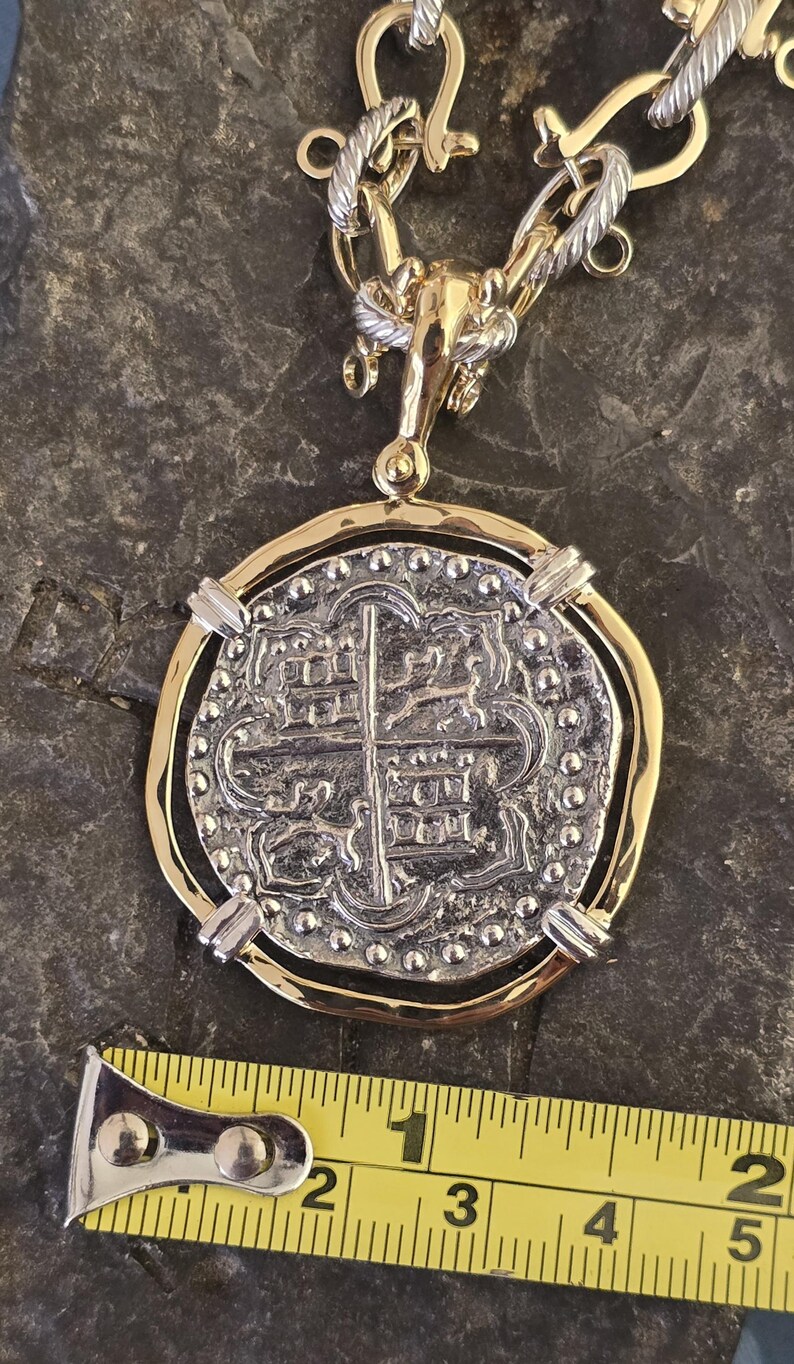 Atocha Silver Coin Necklace: Sterling Silver & 14kt Vermeil Shackle ...