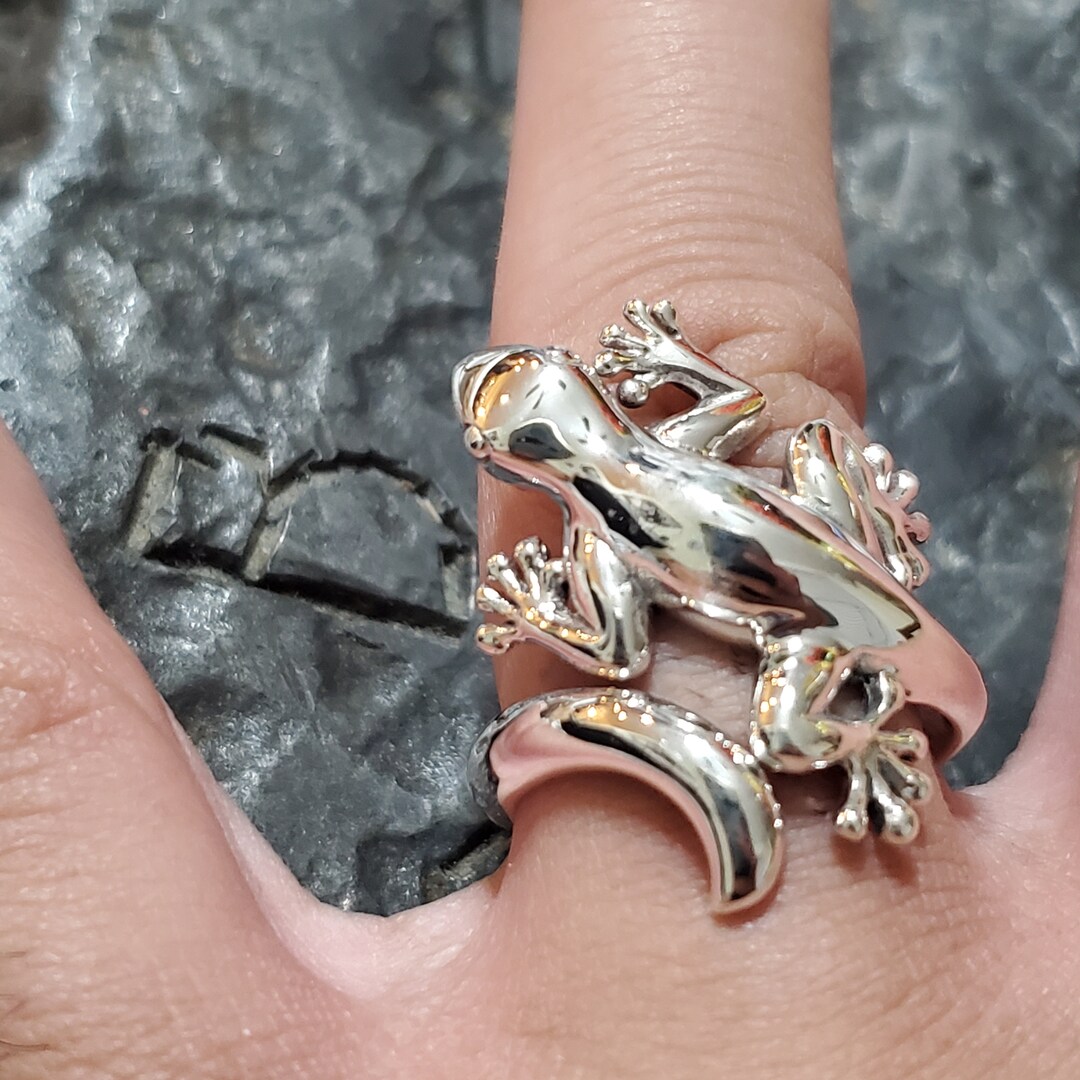 Gecko Sterling Silver Adjustable Ring - Etsy