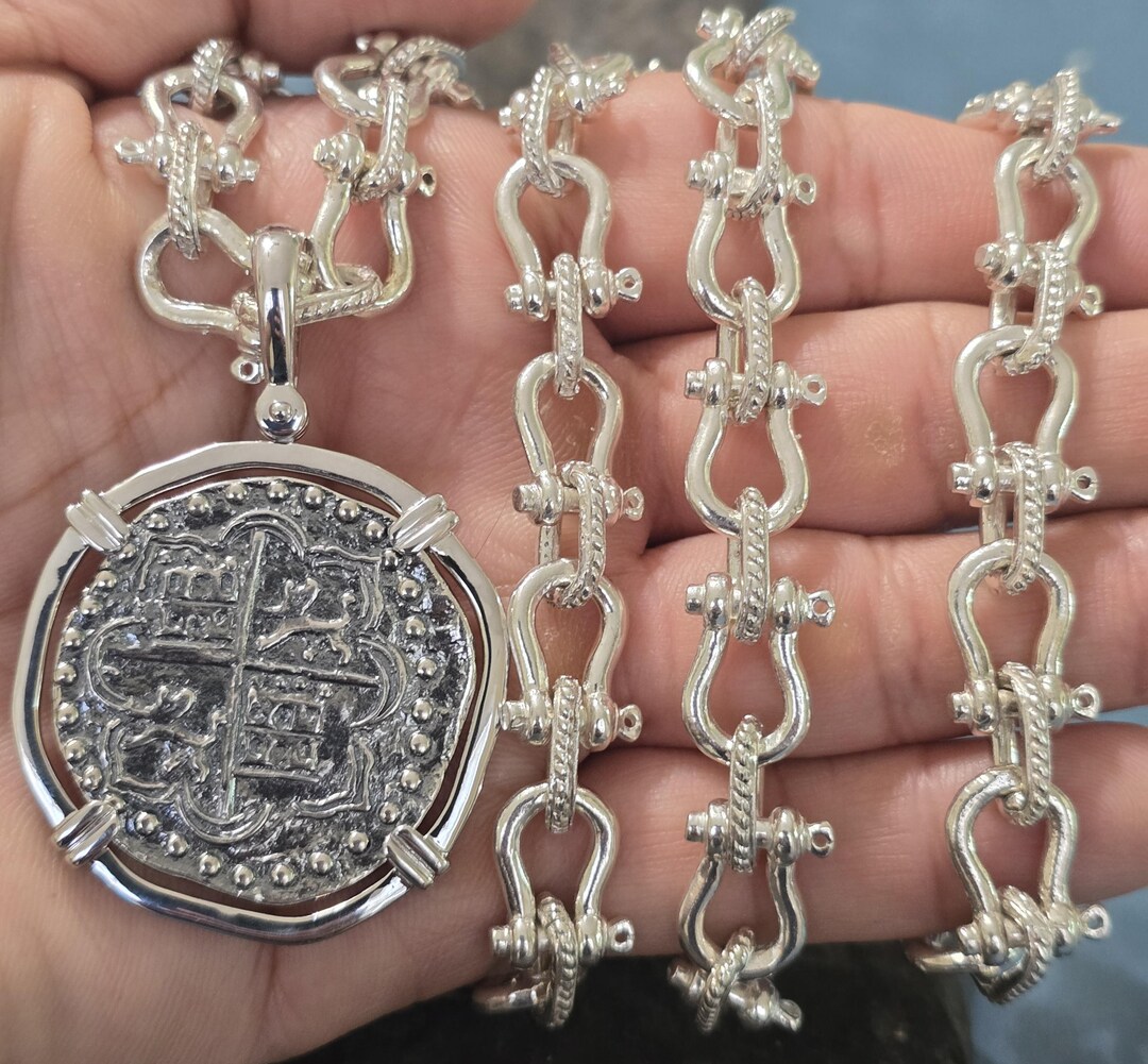 Atocha Shipwreck Silver Coin Necklace: Sterling Shackle Chain ...