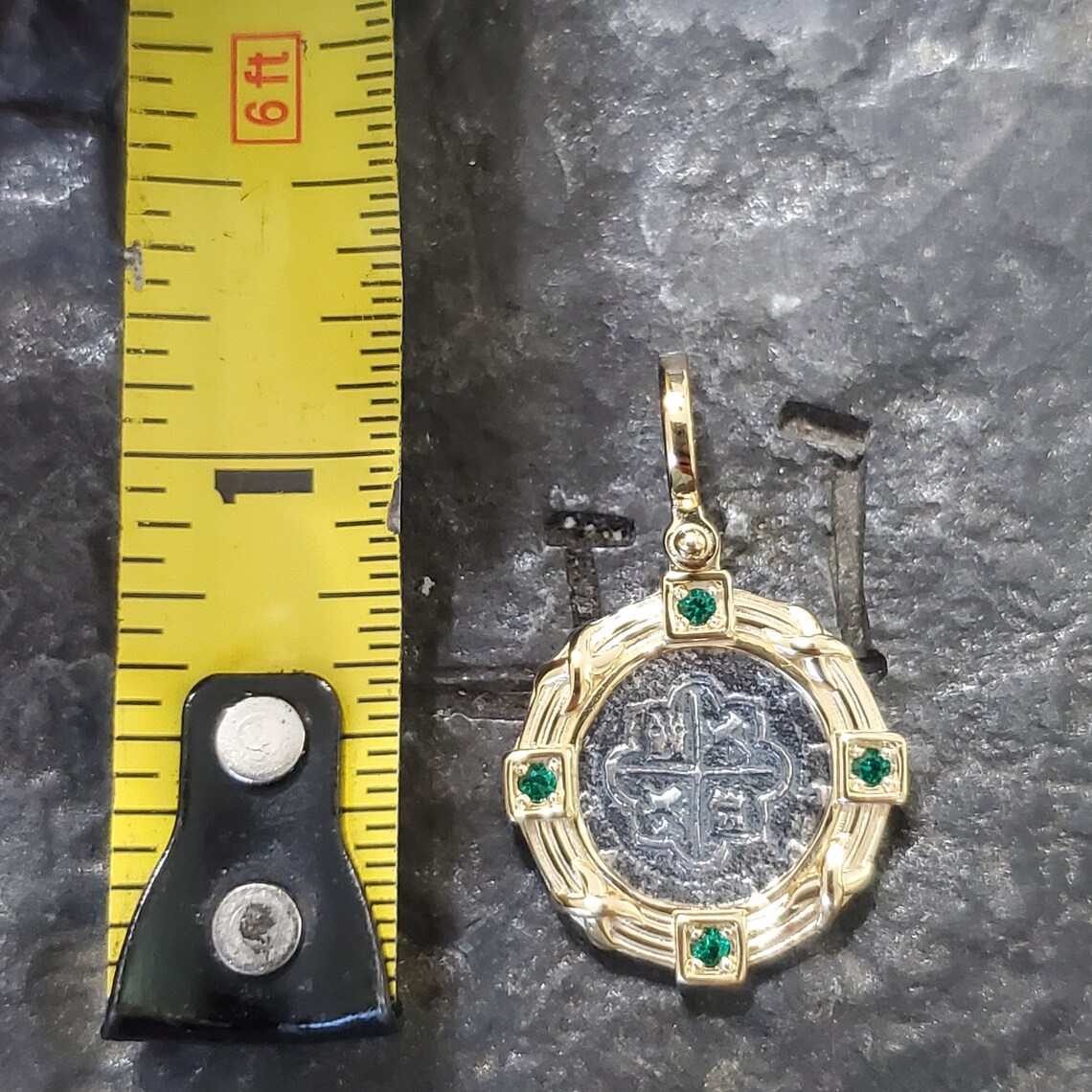 Atocha 14kt Gold Plated Sunken Treasure Coin With Green Topaz - Etsy