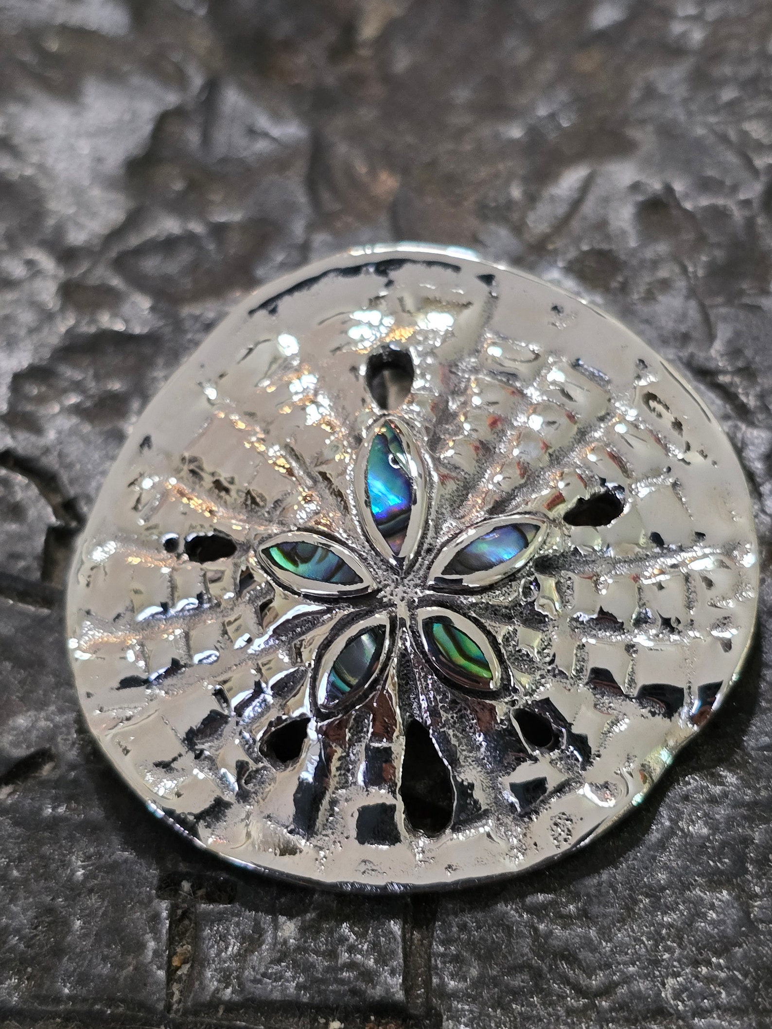 Large Sterling Silver Sand Dollar Pendant Slide Realistic Looking ...