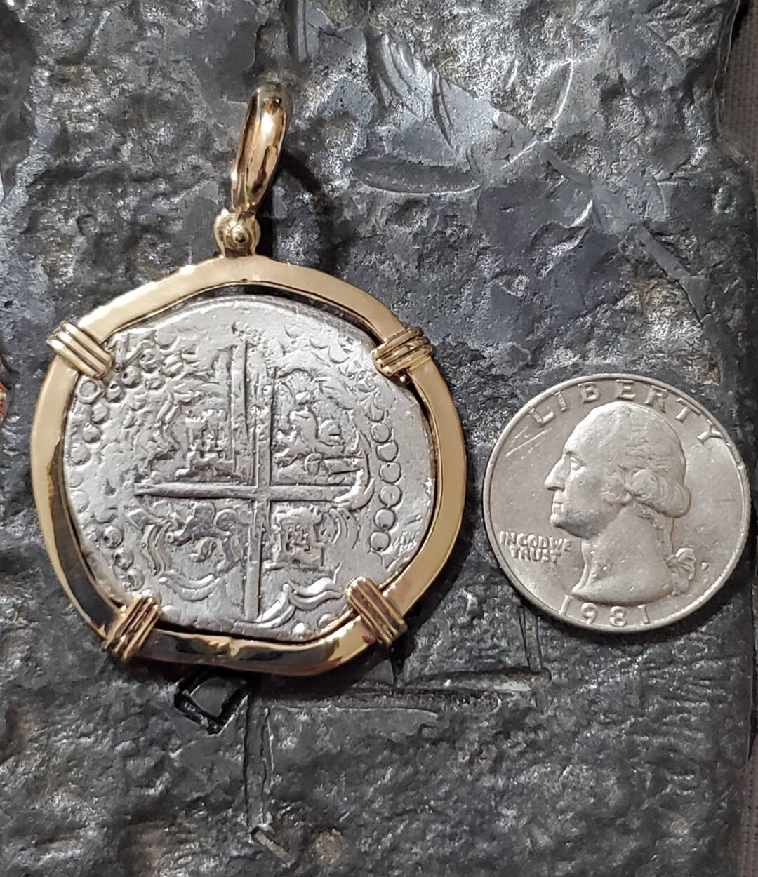 Atocha Silver Coin With Genuine 14kt Gold Bezel Shipwreck Sunken ...