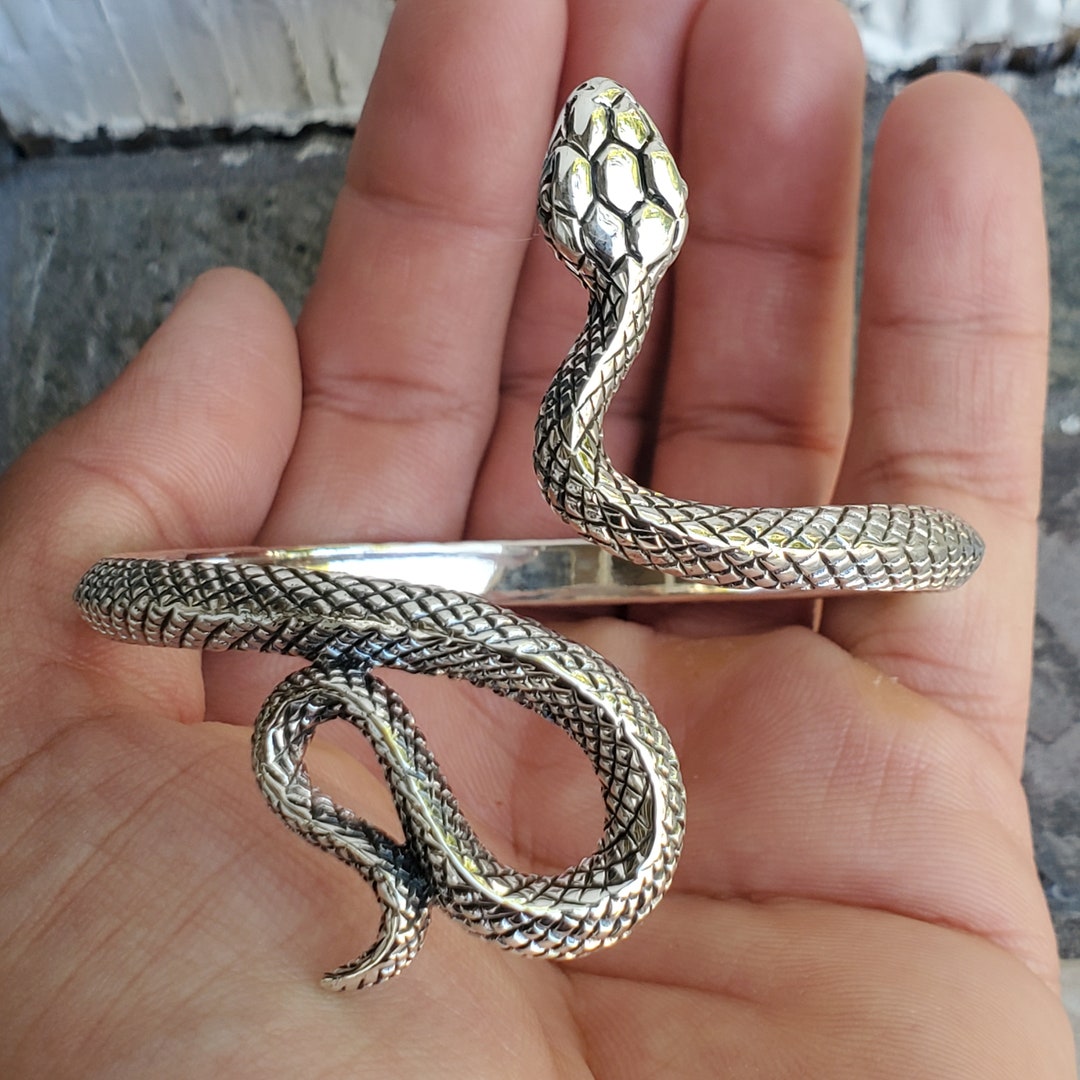 Sterling Silver Snake Bangle Handmade 925 - Etsy