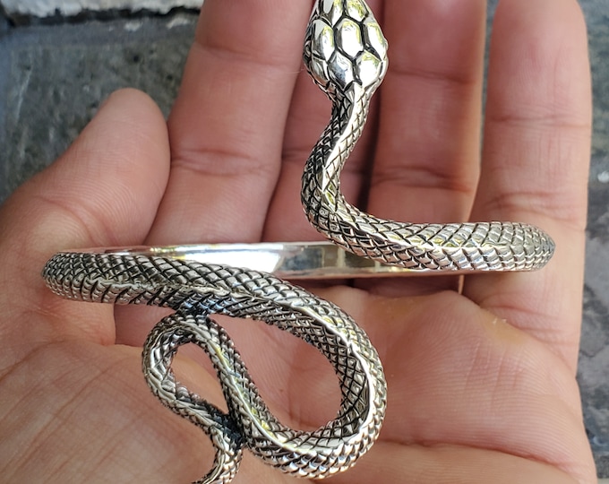 Sterling Silver Snake Bangle Handmade 925 - Etsy