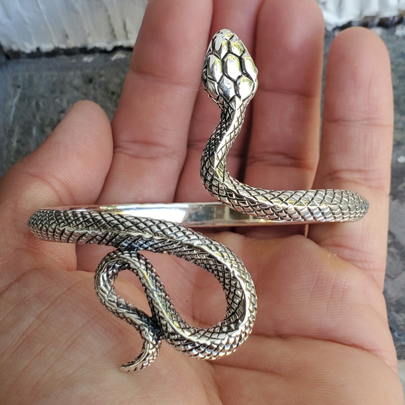 Silver Snake Bangle - Etsy