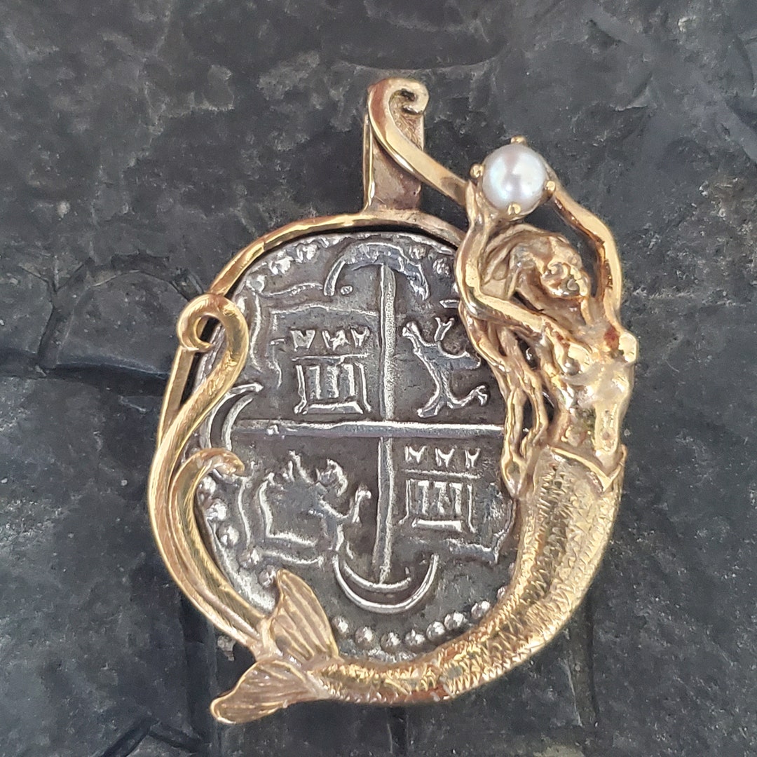 Atocha Silver With Genuine 14kt Gold Bezel Mermaid Coin Shipwreck ...