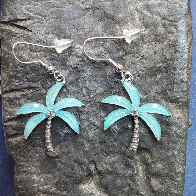Palm Tree Glass Earrings - Etsy