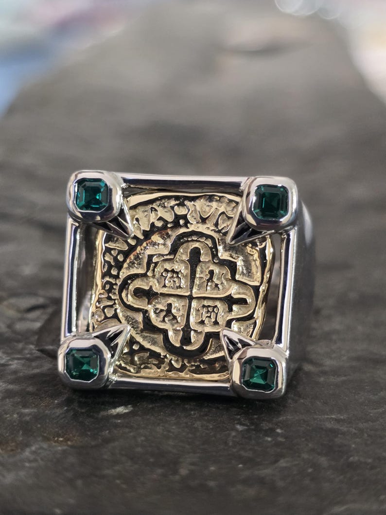 Atocha Large Men's Ring Shipwreck Treasure Coin Jewelry 14kt Gold ...