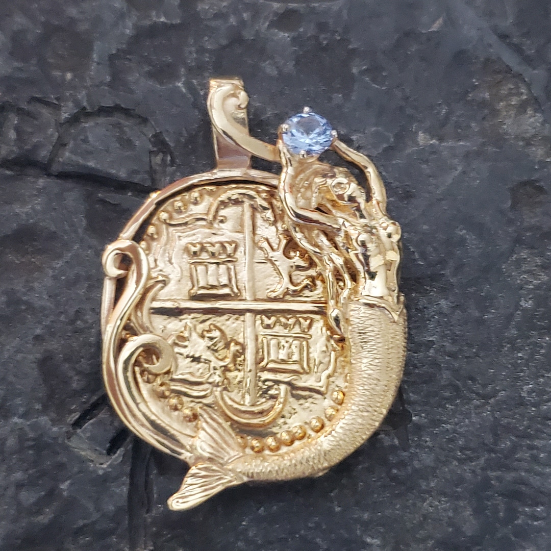 Atocha 14kt Solid Gold Mermaid Coin Shipwreck Treasure Aquamarine - Etsy