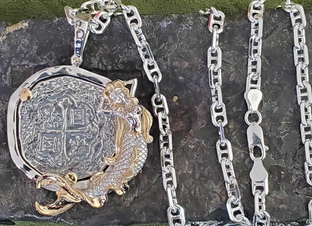 Large Atocha Coin With Sterling Silver Anchor Chain. - Etsy