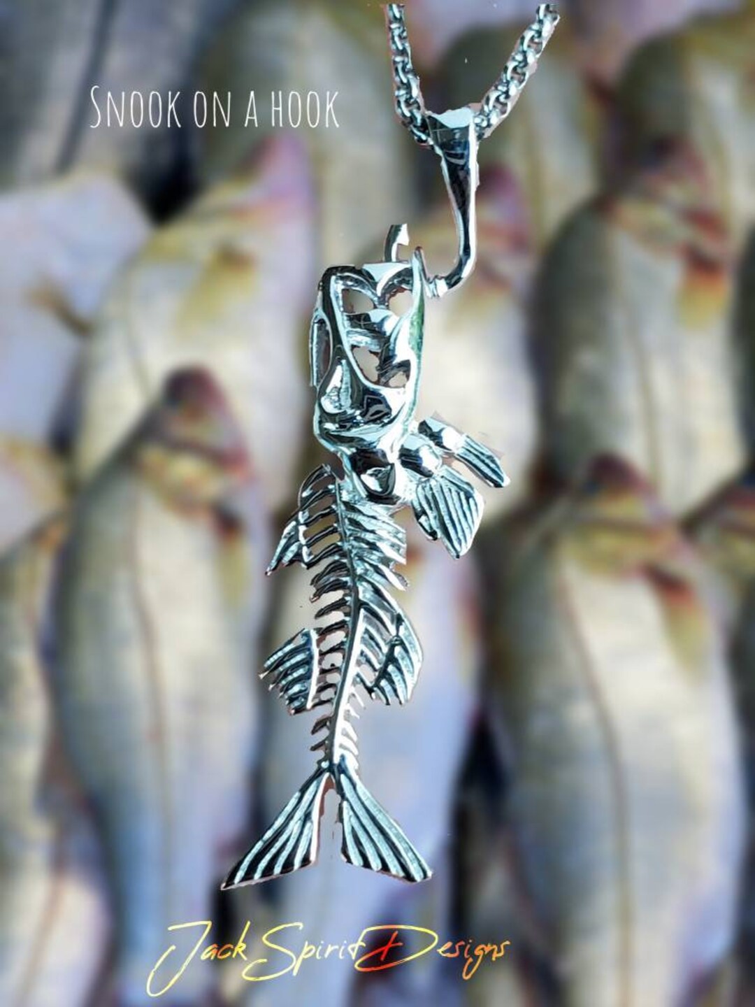 Sterling Silver Snook on Hook Skeleton Salt Life - Etsy
