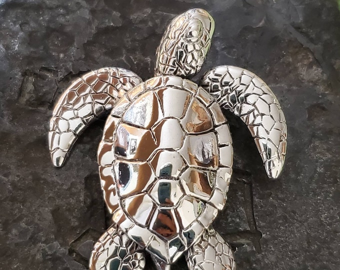 Large Sterling Silver Turtle Pendant - Etsy