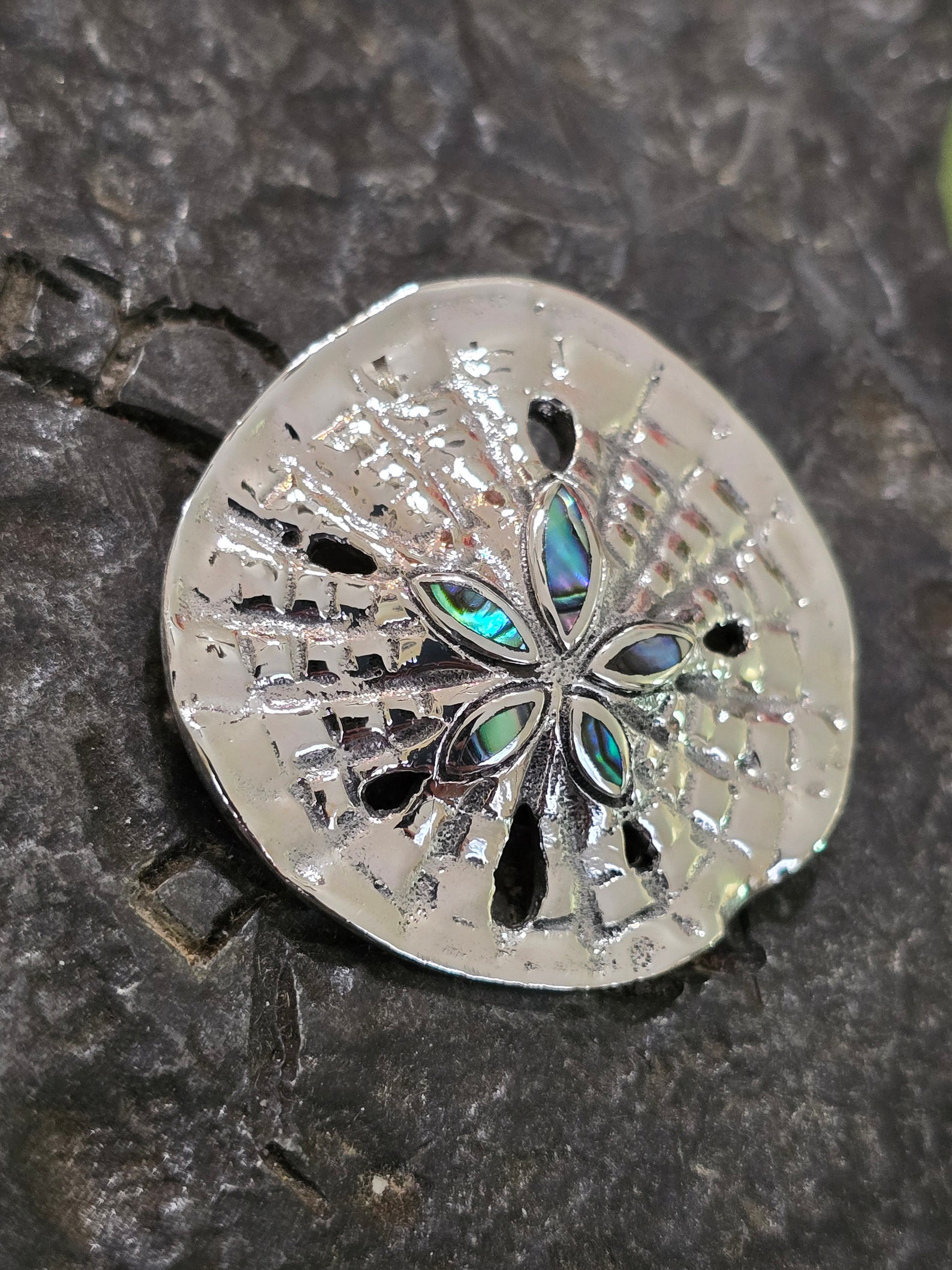 Large Sterling Silver Sand Dollar Pendant Slide Realistic Looking ...