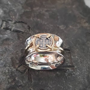 Atocha Two Tone Coin Band Ring - Etsy