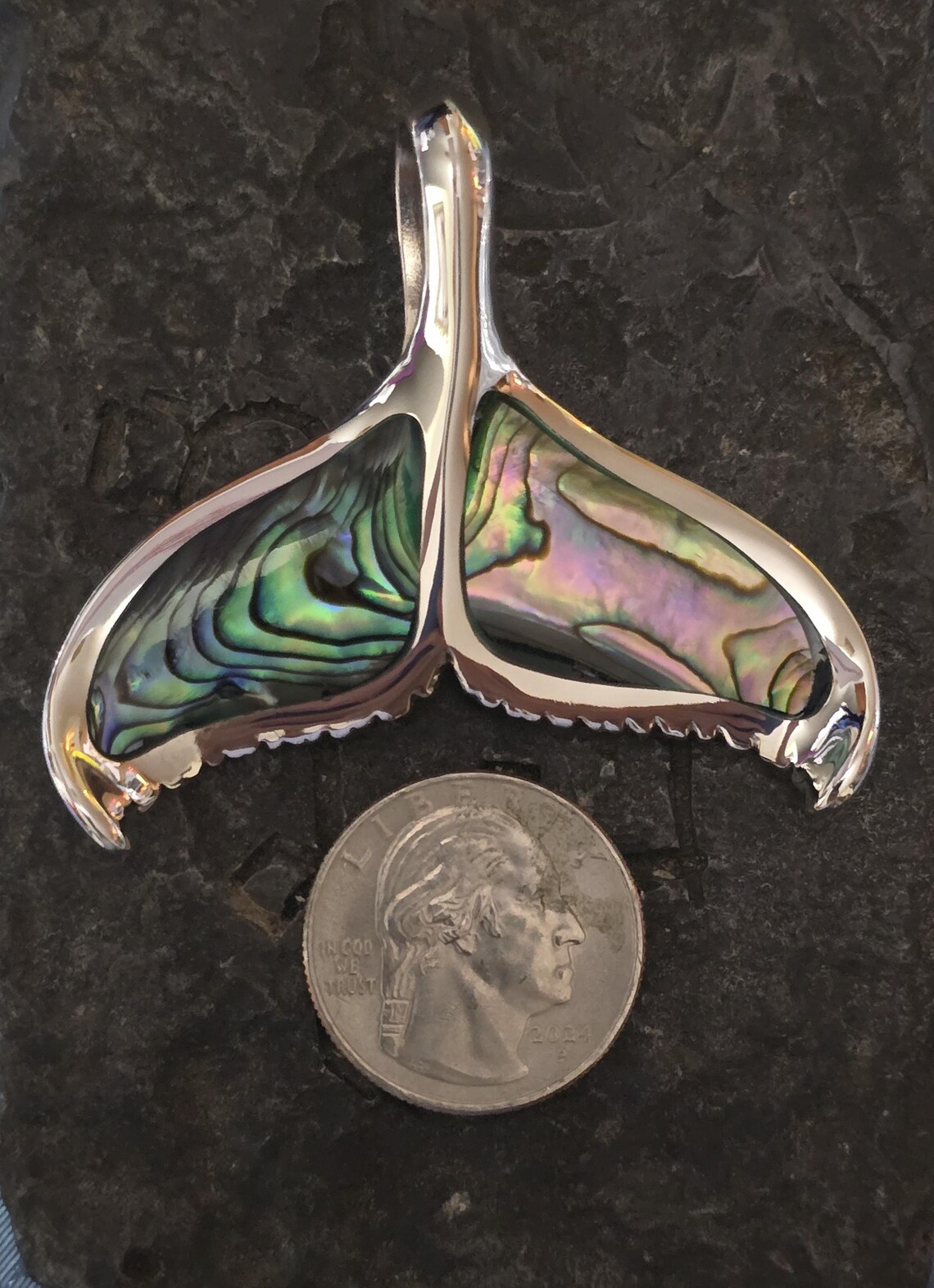 Large Reversible Sterling Silver Whale Tail Pendant - Etsy