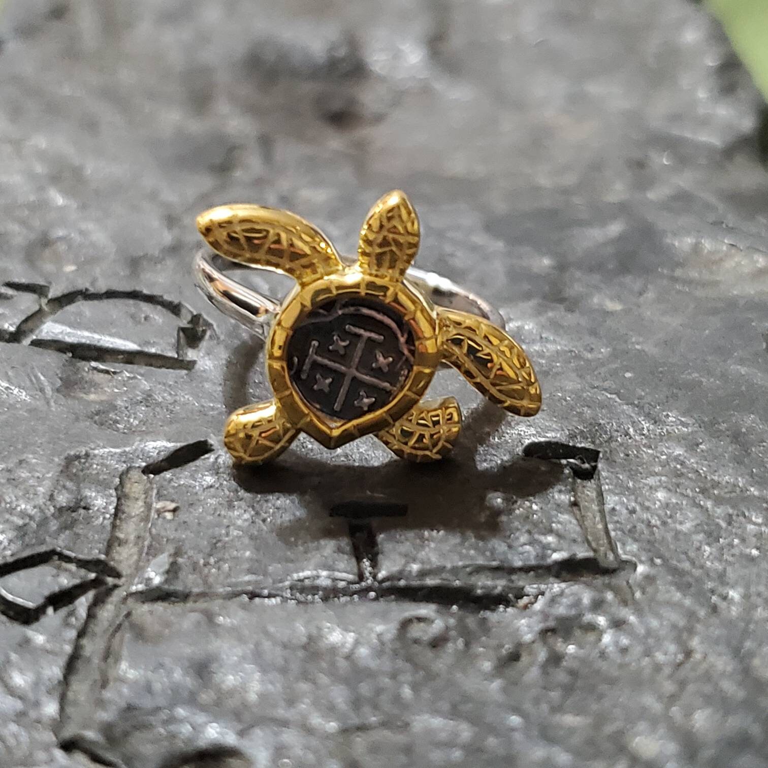 Atocha 14kt Gold Overlay Turtle Ring Sunken Shipwreck Treasure - Etsy