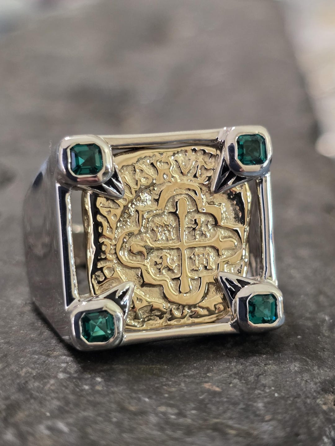 Atocha Large Men's Ring Shipwreck Treasure Coin Jewelry 14kt Gold ...