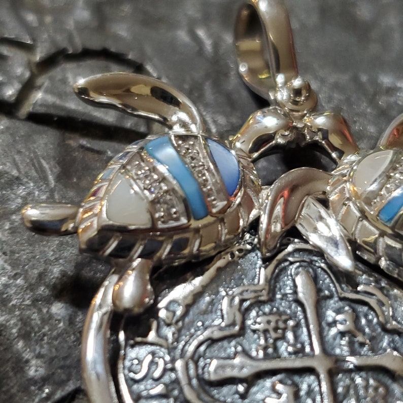 Atocha Silver Double Turtle Coin Shipwreck Treasure Pendant With Shell ...