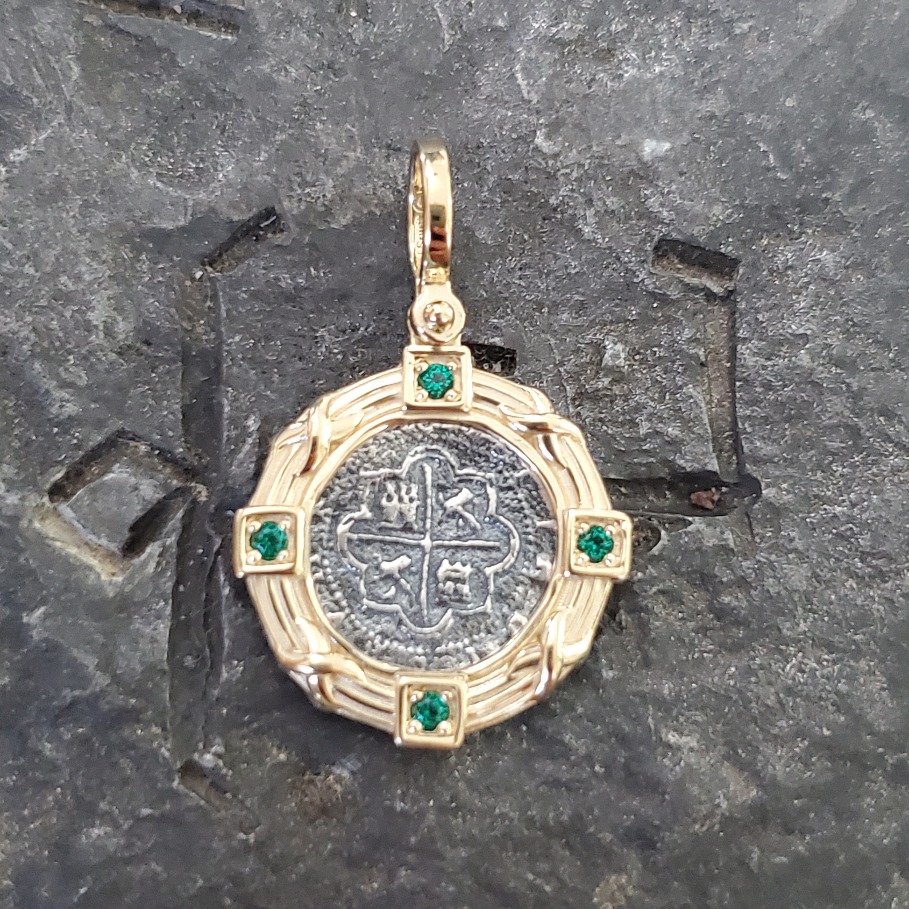 Atocha 14kt Gold Plated Sunken Treasure Coin With Green Topaz - Etsy