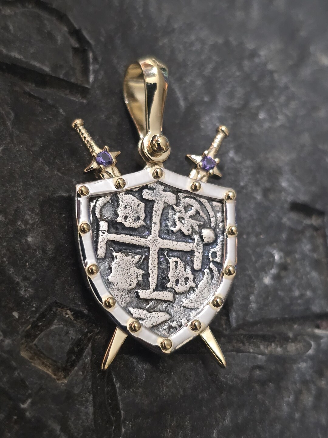 Atocha Coin Shield Sword Bezel Coin Pendant With Tanzanite - Etsy
