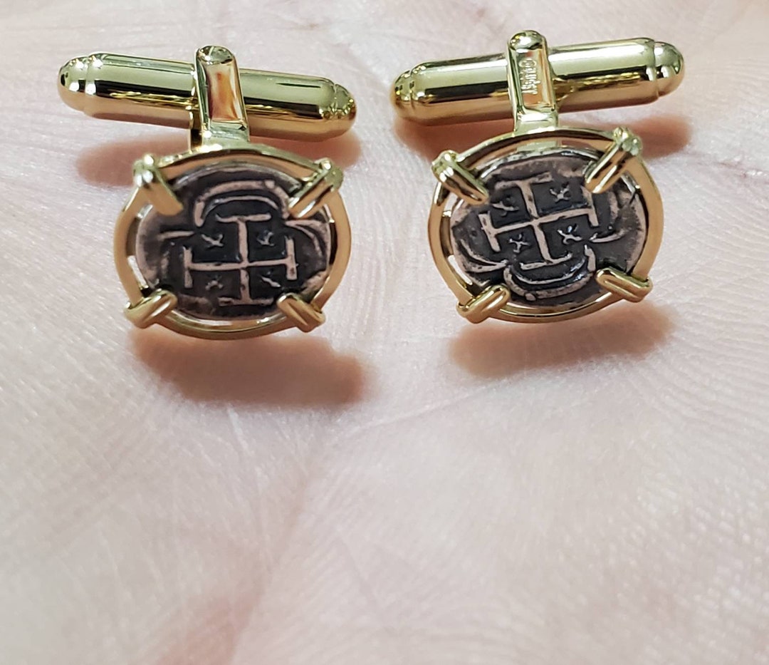 Atocha Coin 14kt Gold Overlay Cufflinks - Etsy