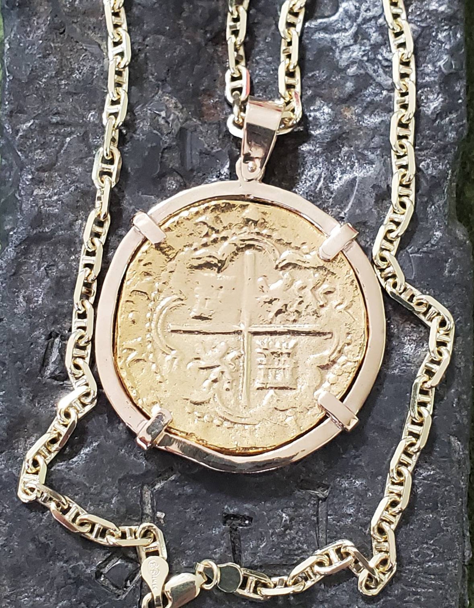 BIG Atocha Gold Coin With 14kt Gold Anchor Chain - Etsy