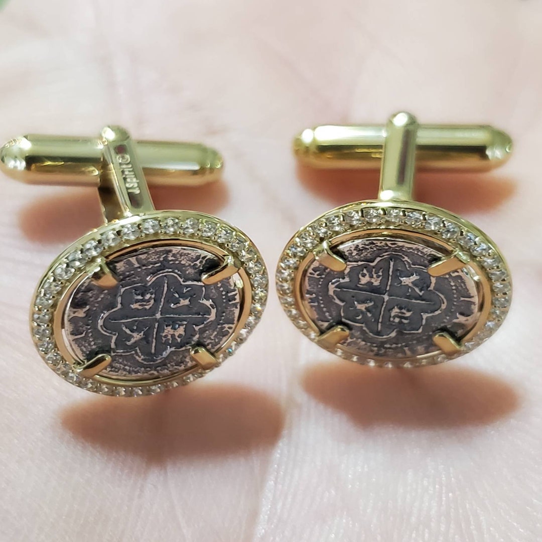 Atocha 14kt Gold Overlay Coin Cufflinks - Etsy
