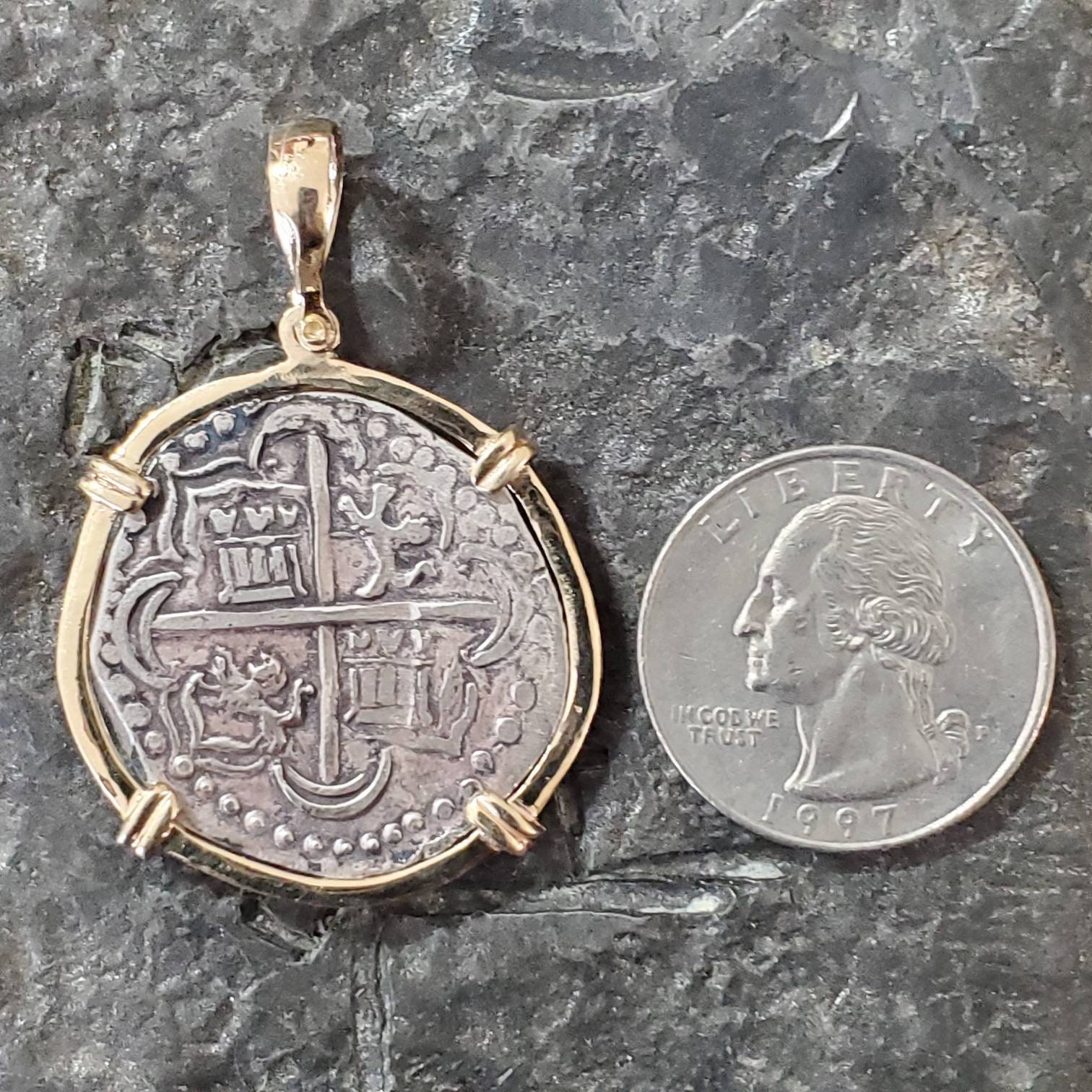 ATOCHA Large Real 14kt Gold Bezel Shipwreck Sunken Treasure Coin - Etsy