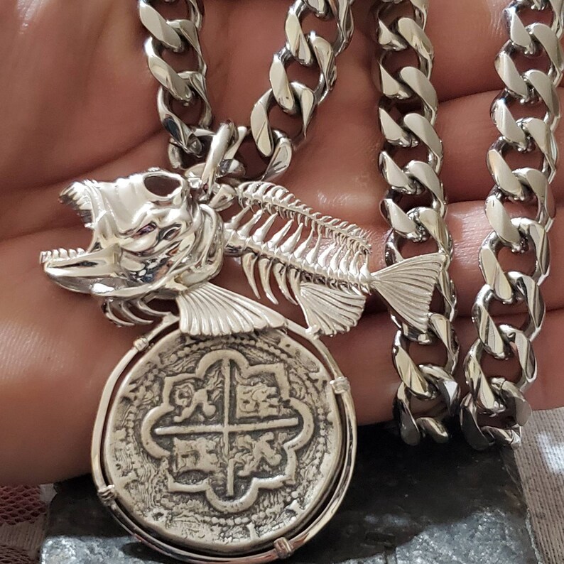 Atocha BIG LARGE Silver Coin Pendant Skeleton Cubera Snapper - Etsy