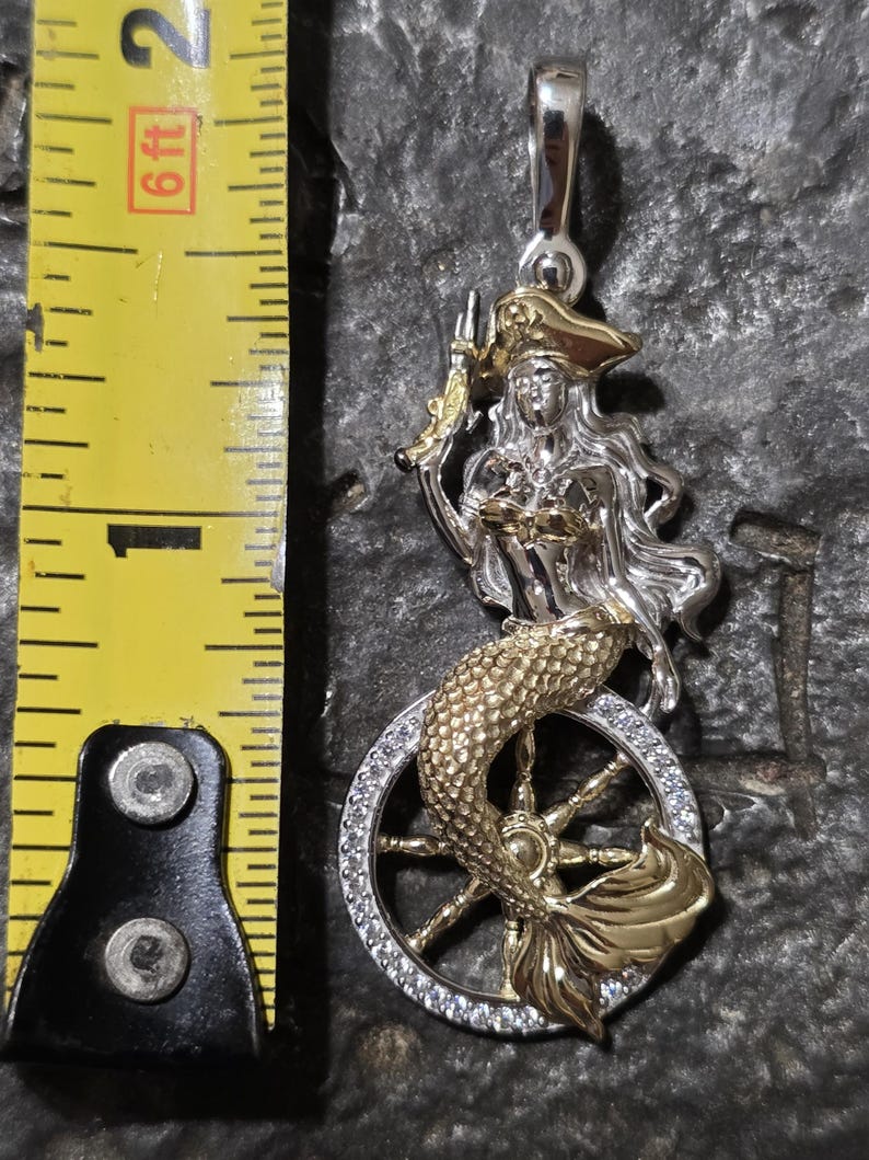 Pirate Mermaid Ship Wheel Pendant – Sterling Silver & Gold Vermeil With ...