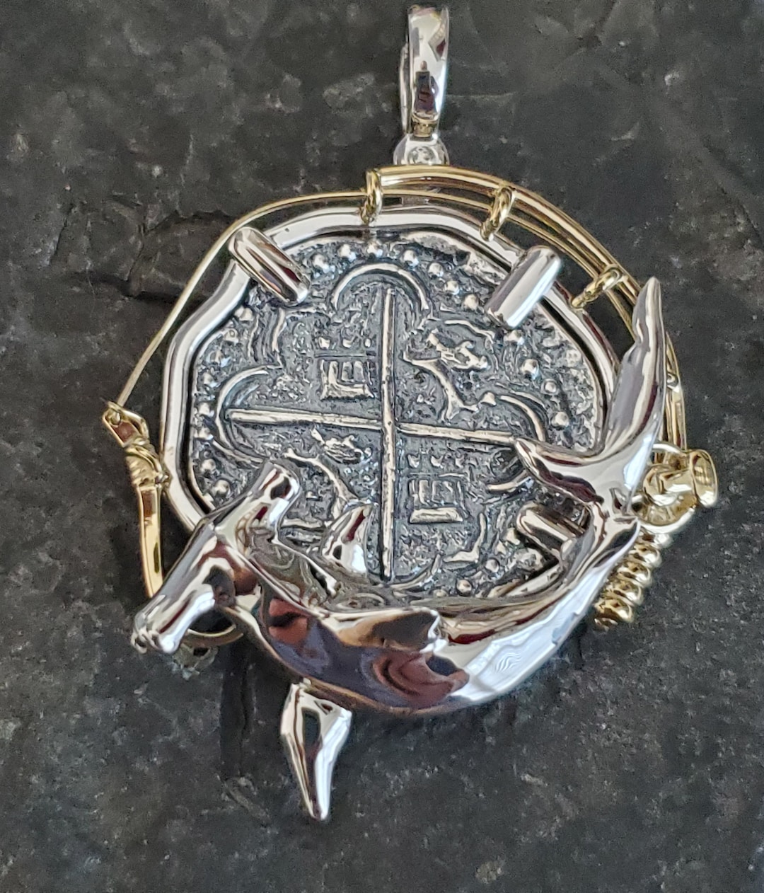 BIG Atocha Hammerhead Shark Pendant With Rod and Reel Fishing Hook ...