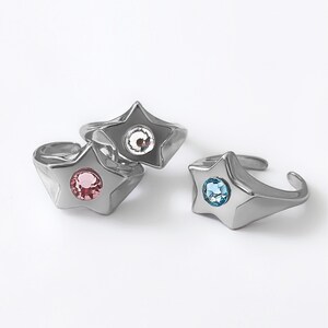 Silver "astro" Star Signet Gemstone Ring - Etsy
