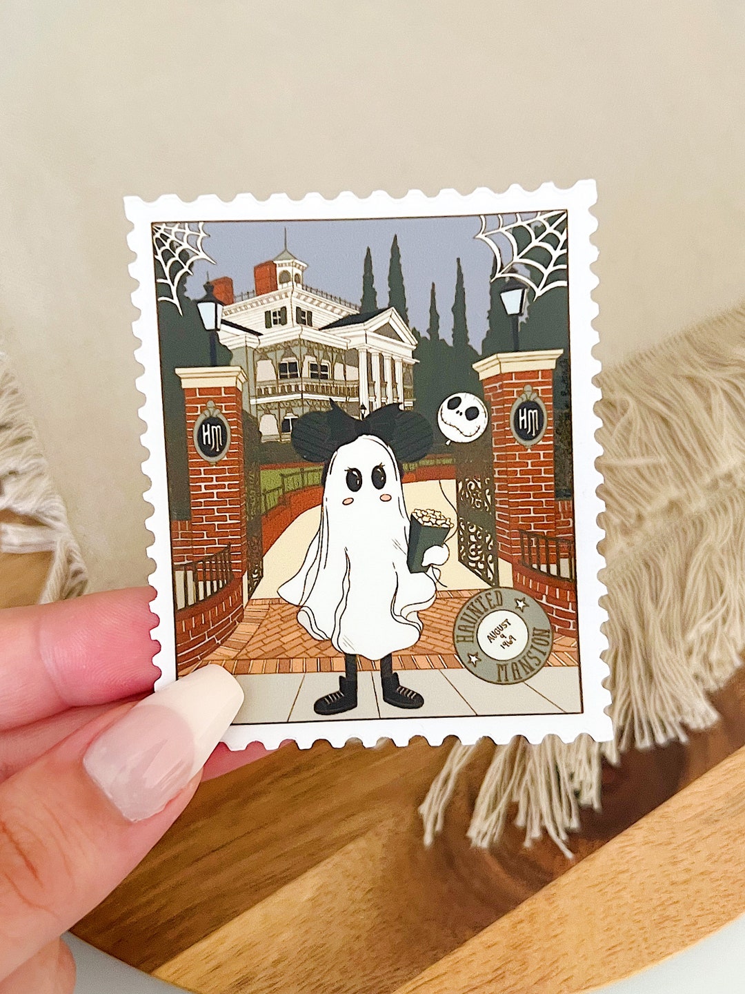 Happy Haunting Ghosty Stamp Sticker, White Vinyl Sticker - Etsy
