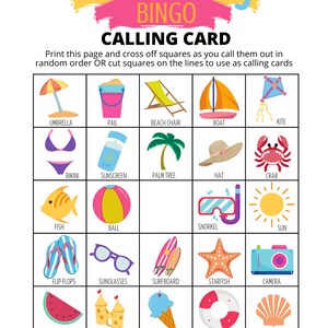 Beach Day Bingo Printable - Fun Game for Kids - Summer Vacation ...