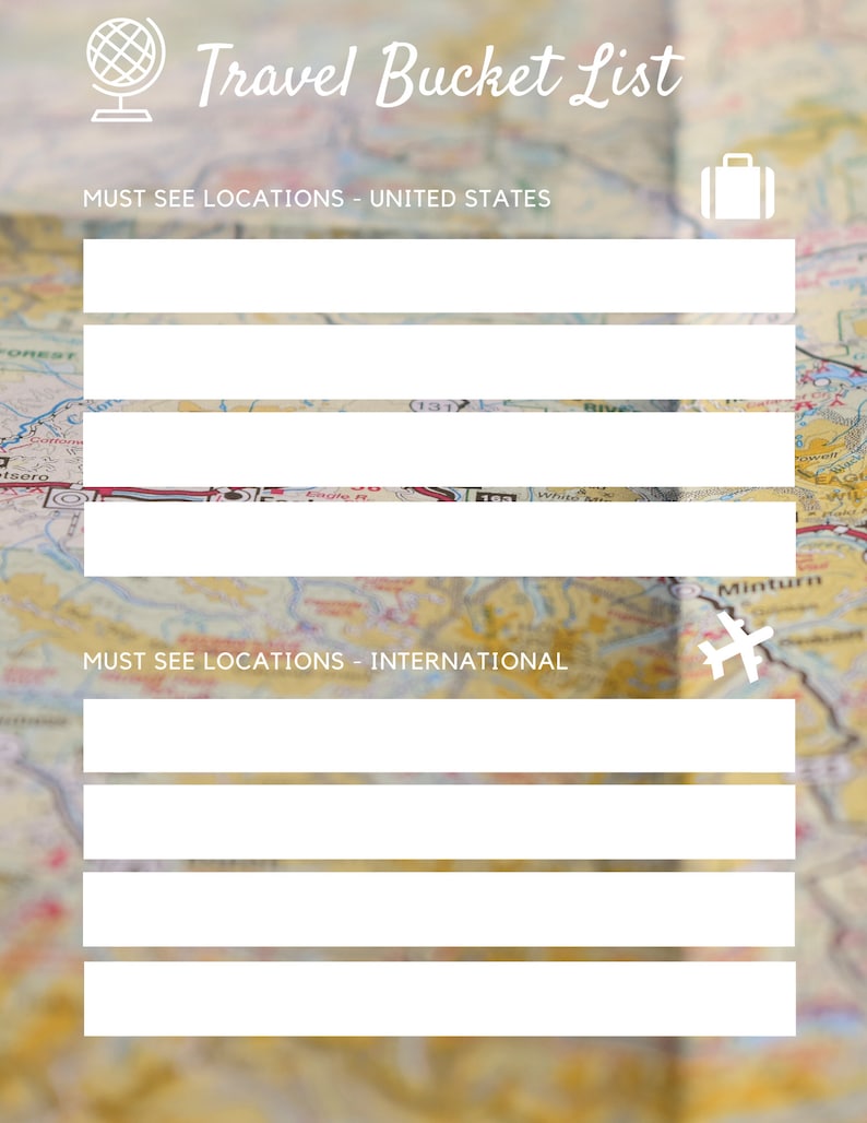 Travel Bucket List Printable - Visualize Your Dream Vacations! - Etsy