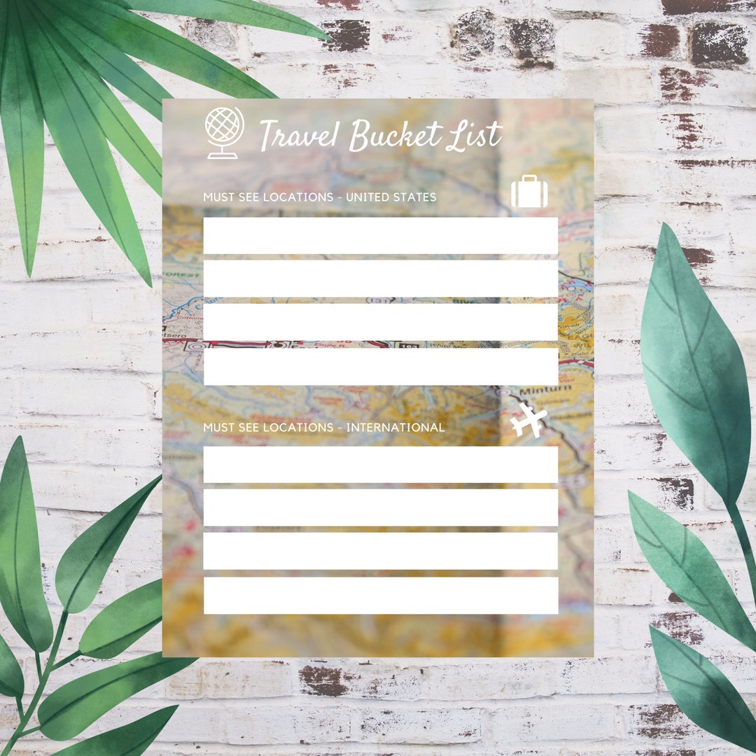 Travel Bucket List Printable - Visualize Your Dream Vacations! - Etsy