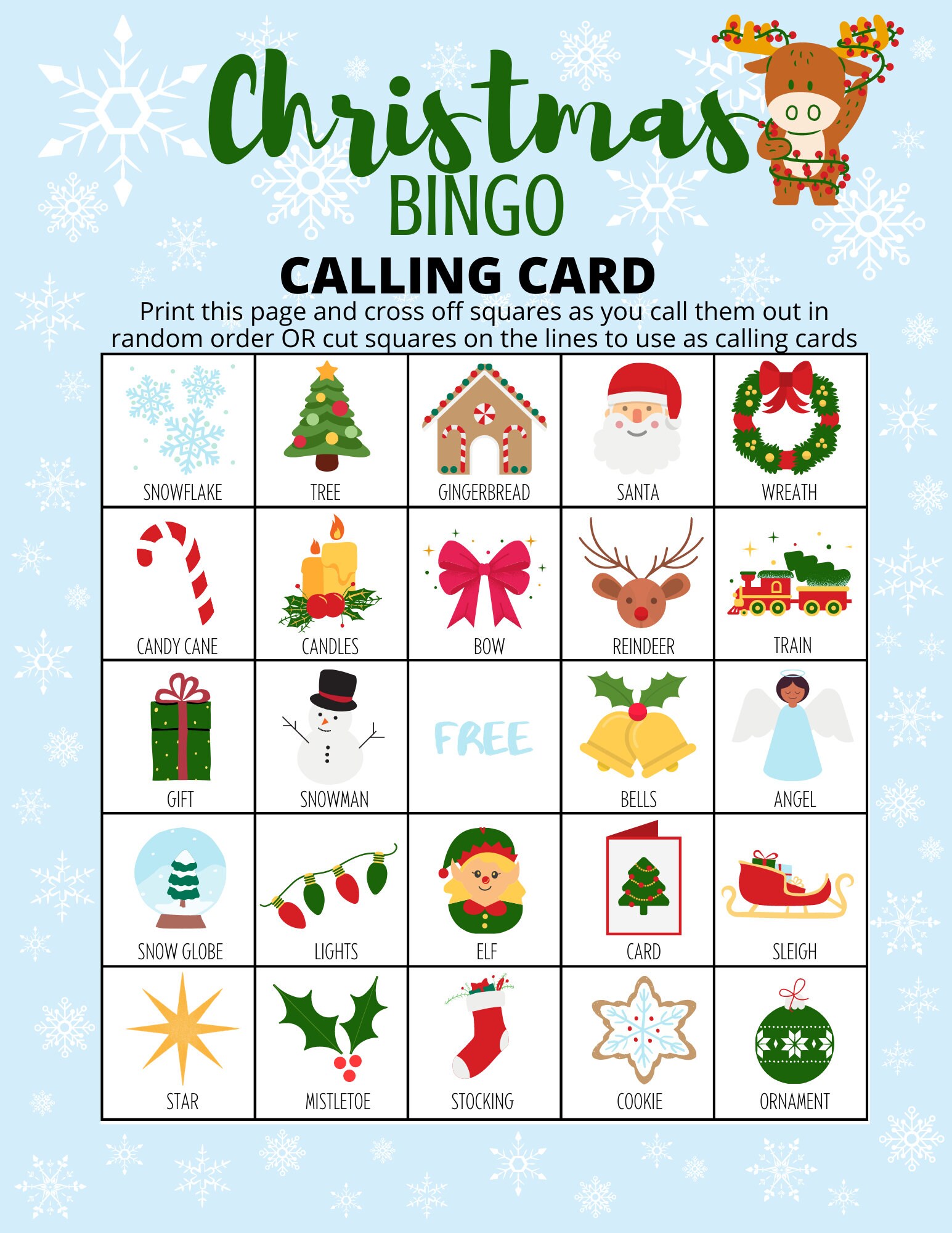Christmas Bingo Printable - Fun Game for Kids - Holiday Activity - Etsy