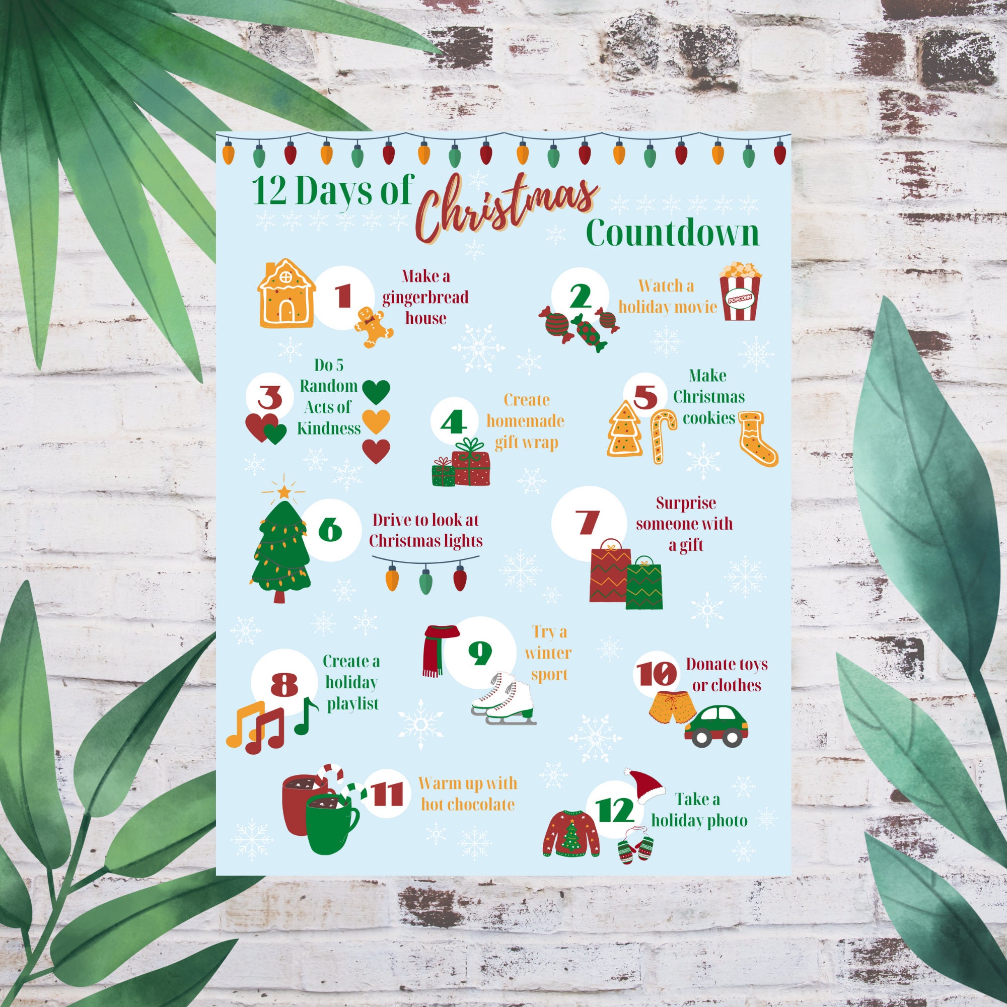 12 Days of Christmas Countdown - Christmas Bucket List - Etsy