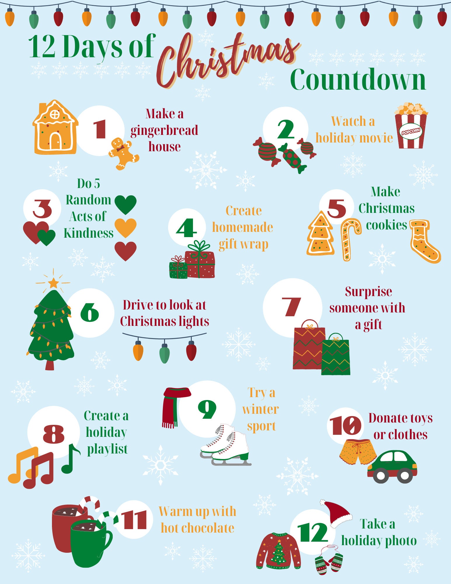 12 Days of Christmas Countdown - Christmas Bucket List - Etsy