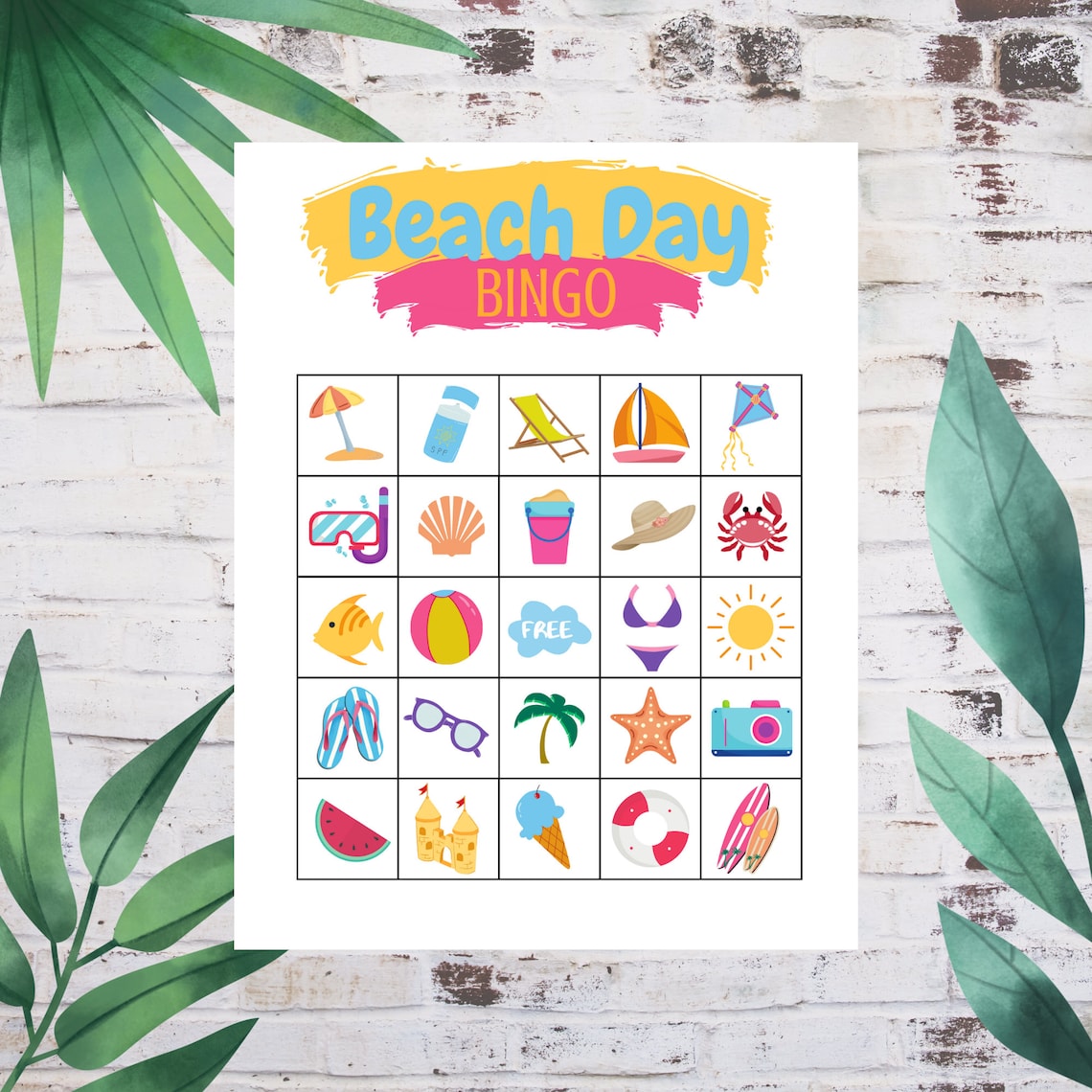 Beach Day Bingo Printable Fun Game for Kids Summer | Etsy