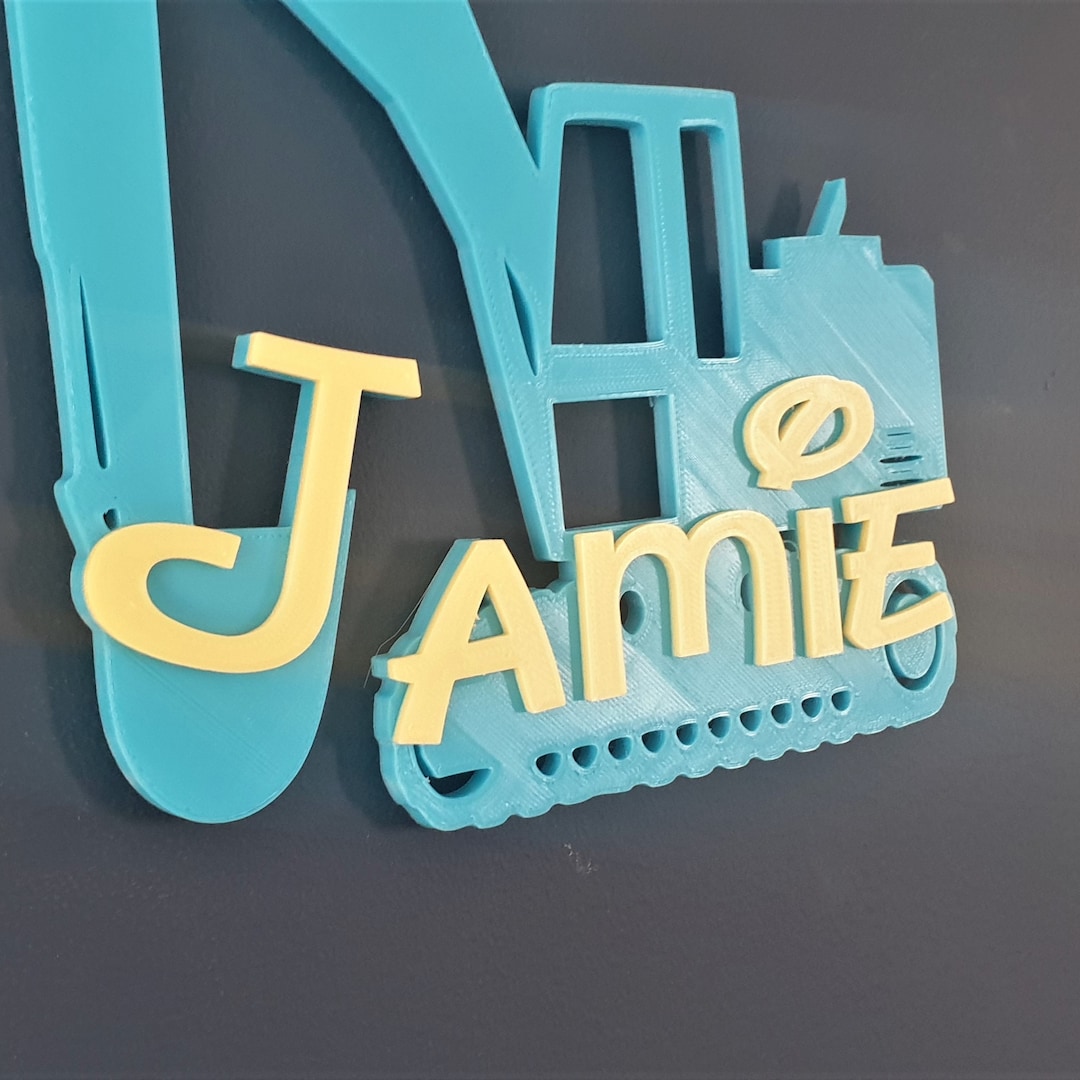 Personalised - Digger - Disney Font - Nursery Boy's or Girls - Bedroom ...