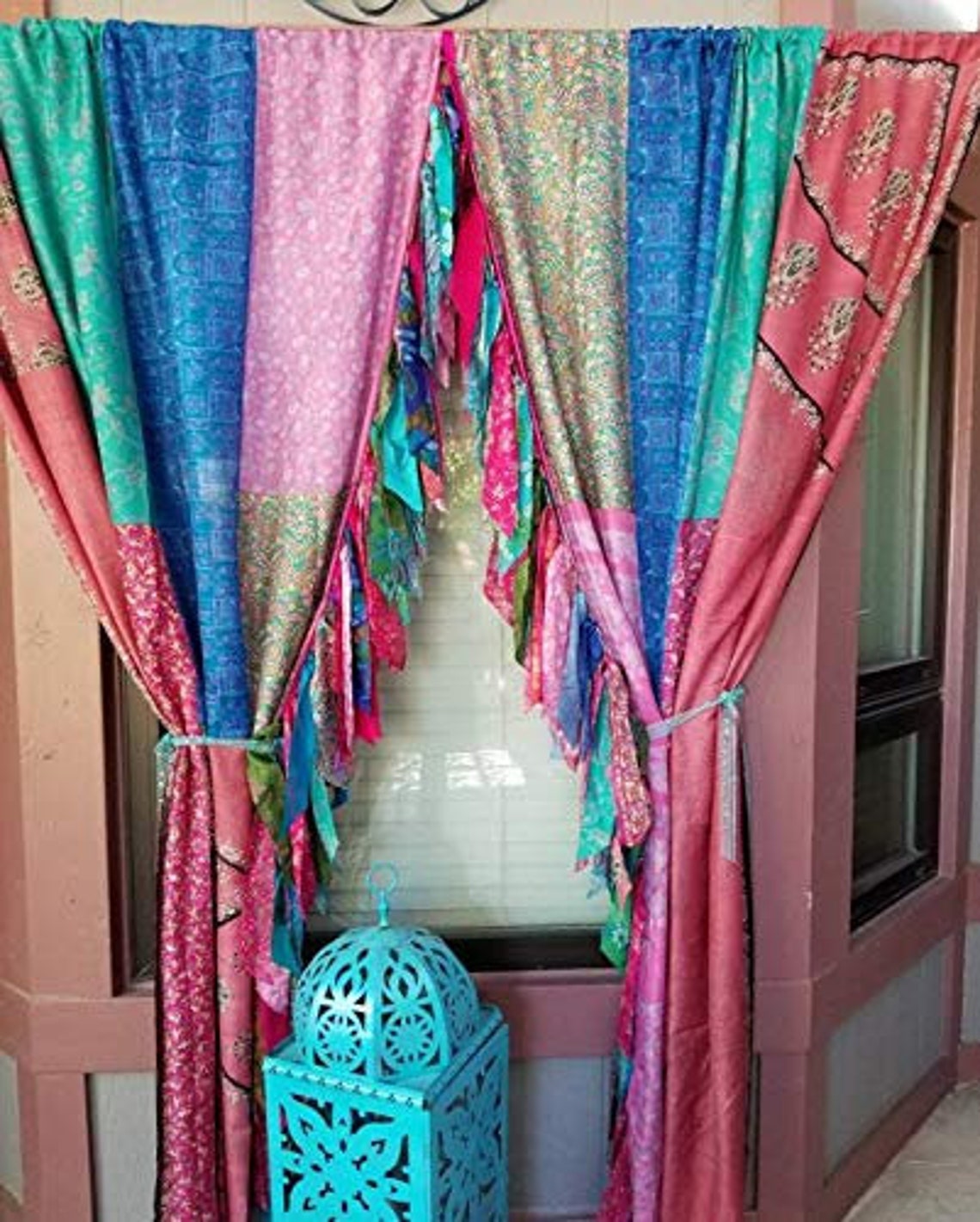 2 Pcs of Indian Curtain Saree Silk Curtain Sari Boho Curtain - Etsy