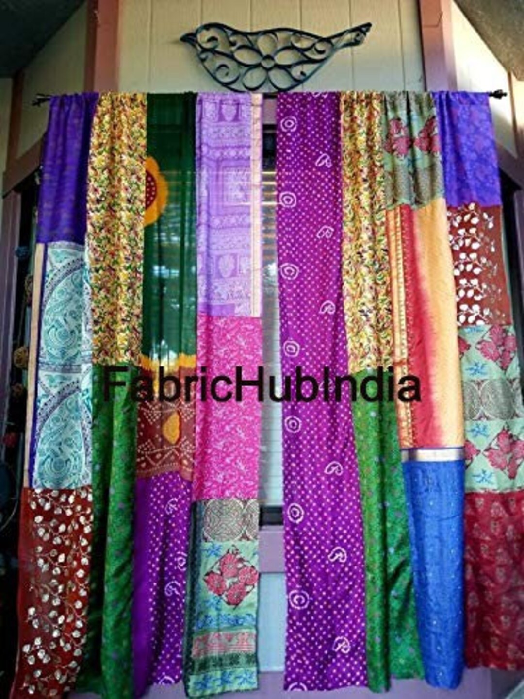 2 Pcs of Indian Curtain Saree Silk Curtain Sari Boho Curtain - Etsy