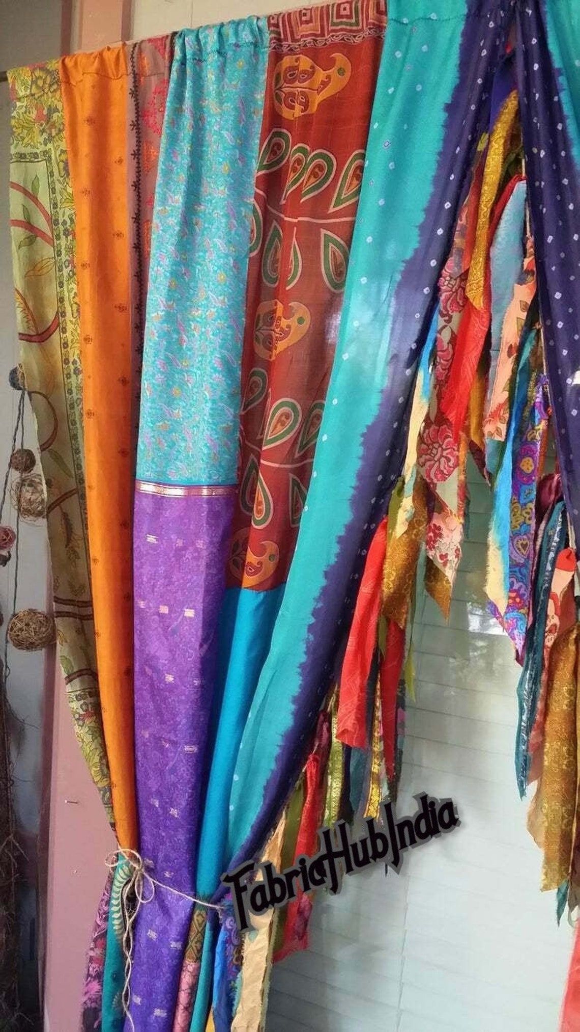 2 Pcs Of Indian Curtain Saree Silk Curtain Sari Boho Curtain | Etsy